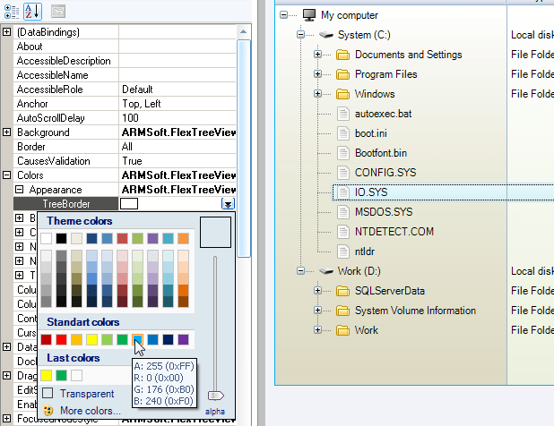 Screenshots - Flexible TreeView